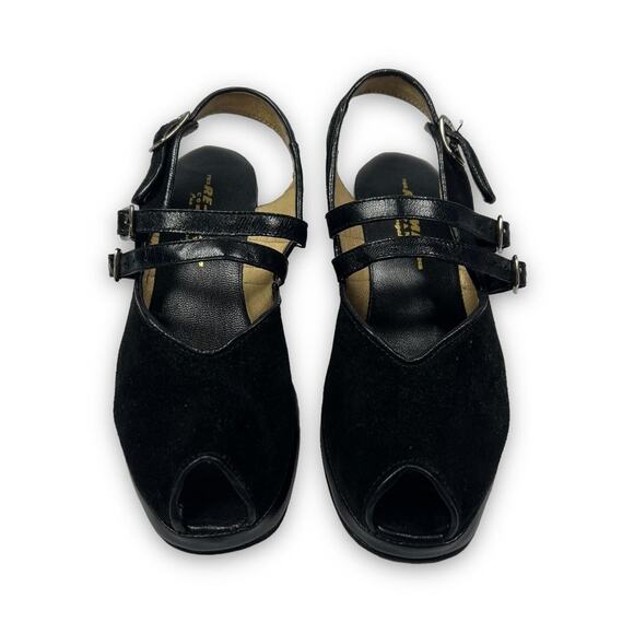 Remix | Shoes | Vintage Remix Black Leather Maryjane Slingback Shoes Sz ...